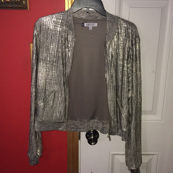 Jennifer Lopez | Jackets & Coats | Jennifer Lopez Silver Shiny Jacket ...
